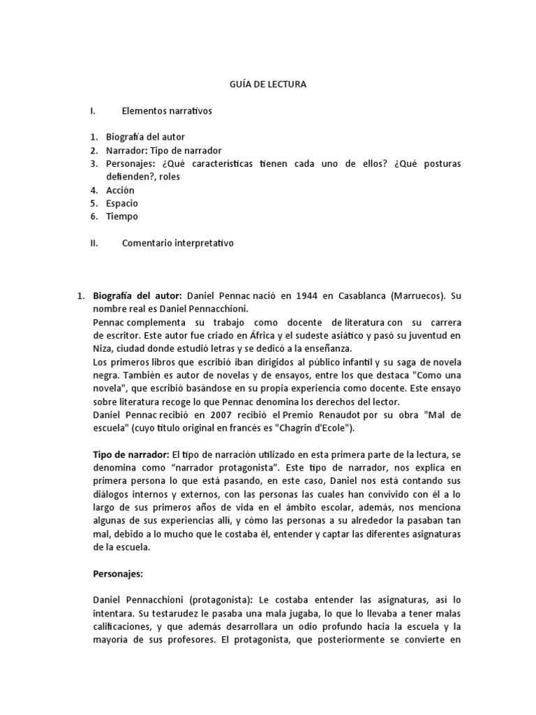 Guía de Lectura | PDF | Autor | Narración