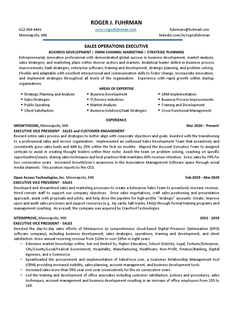 Resume Roger Fuhrman | Download Free PDF | Sales | Customer Relationship Management