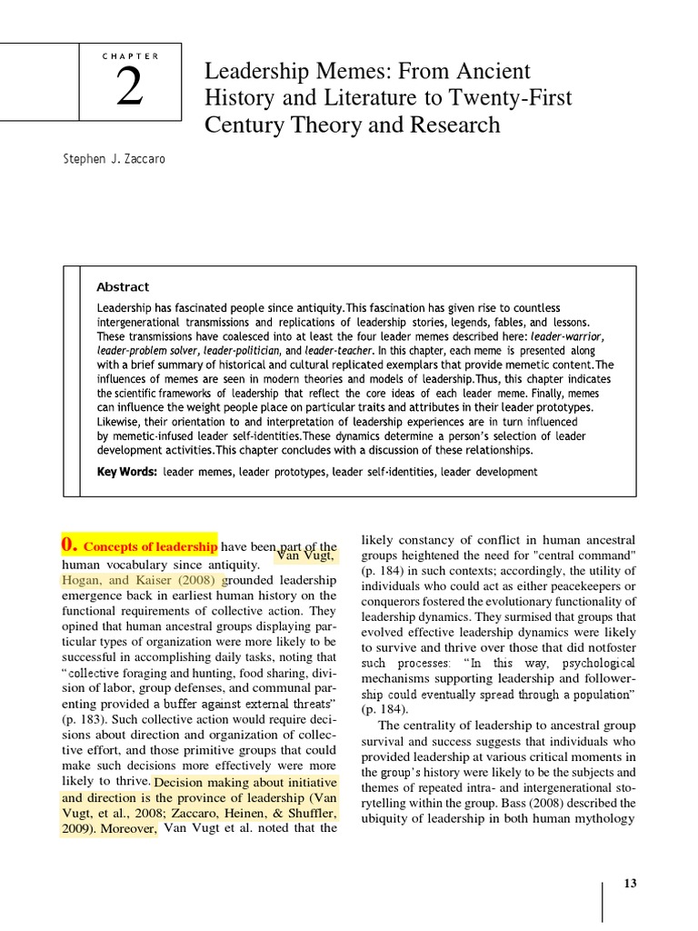 Libro Oxford Handbook of Leadership Cap2 Leadership Memes v2 | PDF | Meme | Leadership