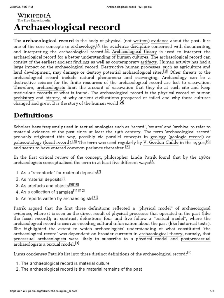 Archaeological Record: Definitions | Download Free PDF | Science | Research Methods