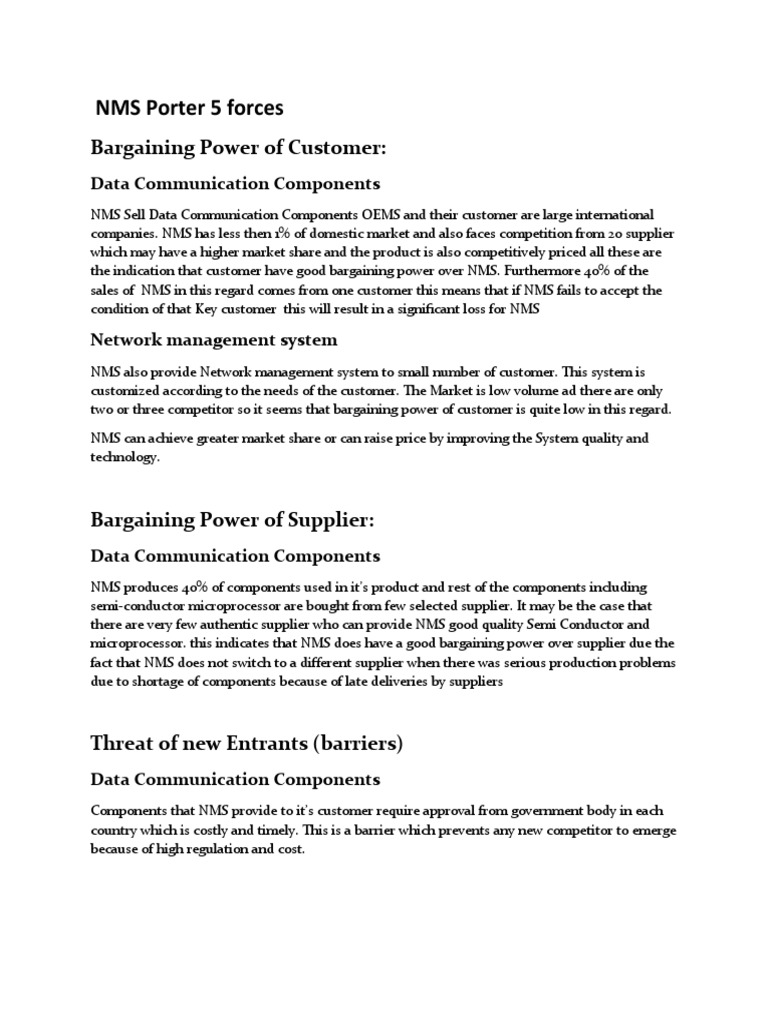 NMS Porter 5 Forces | PDF | Business | Business Economics