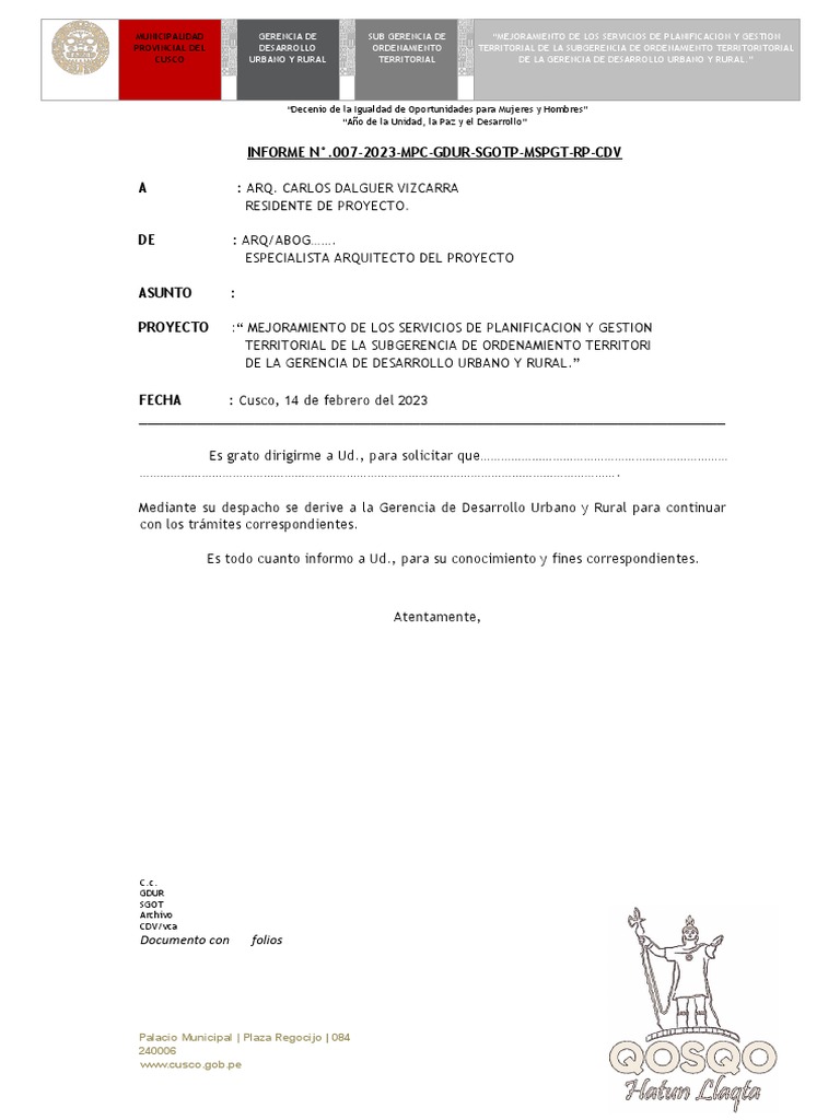 Modelo de Informe Gestion | PDF