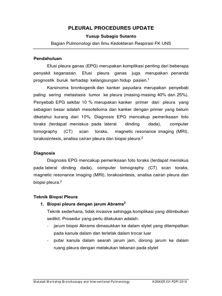 Prosedur Pleuroskopi dan Jarum Abrams | PDF