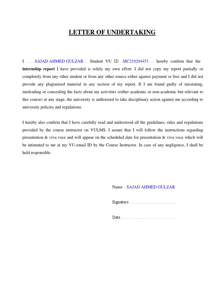Letter of Undertaking | PDF