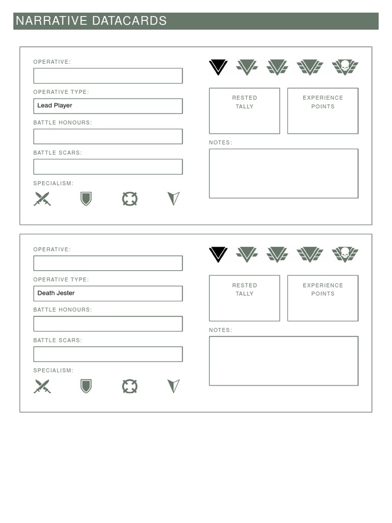 Kill Team Narrative Datacards Guide | PDF | Sports & Recreation