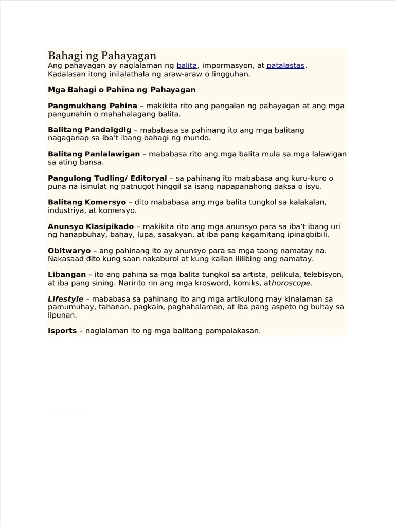 Bahagi NG Pahayagan | PDF