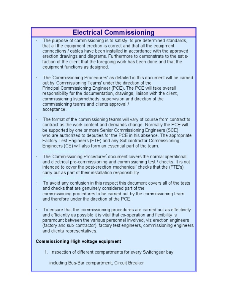Electrical Commissioning | PDF | Relay | Transformer