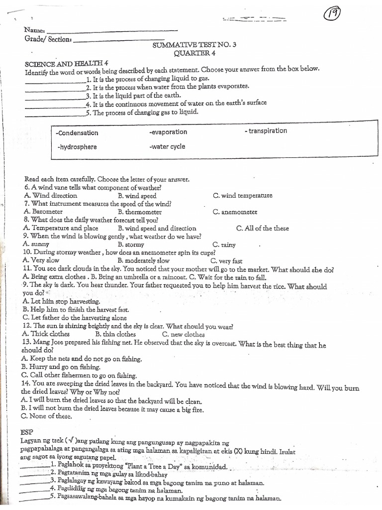 Summative Test #3 | PDF