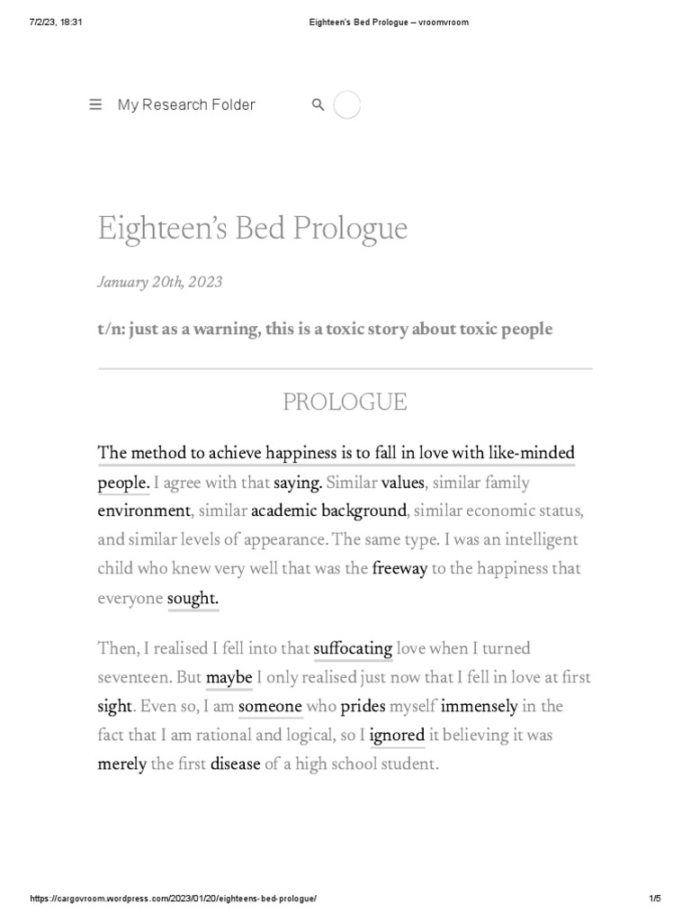 Eighteen's Bed Prologue | PDF
