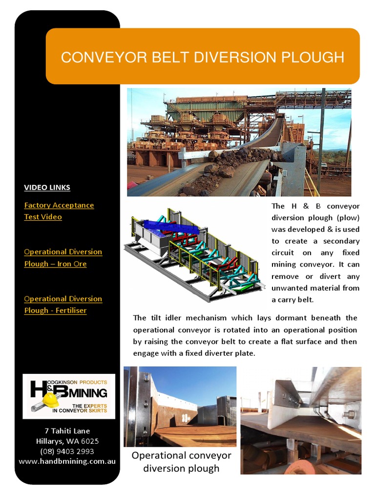 H B Mining Conveyor Diversion Plough Brochure | PDF