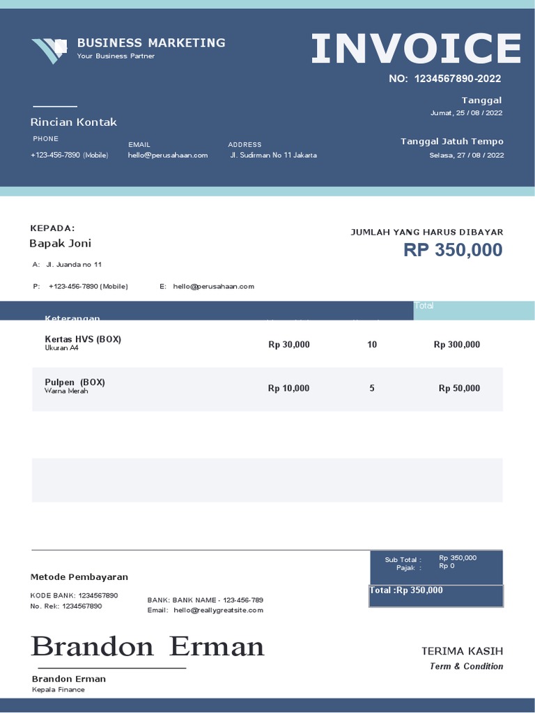 Format Template Contoh Invoice PDF | PDF