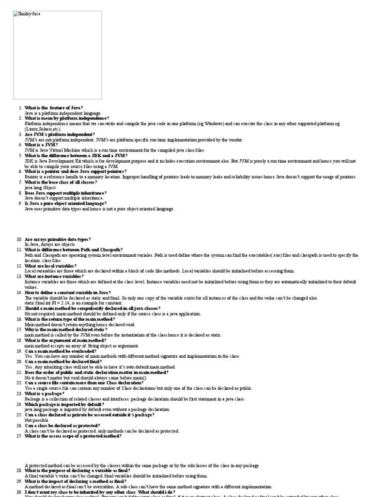125 Basic Core Java Iinterview Questions Pdf Method Computer Programming Class Computer 4576