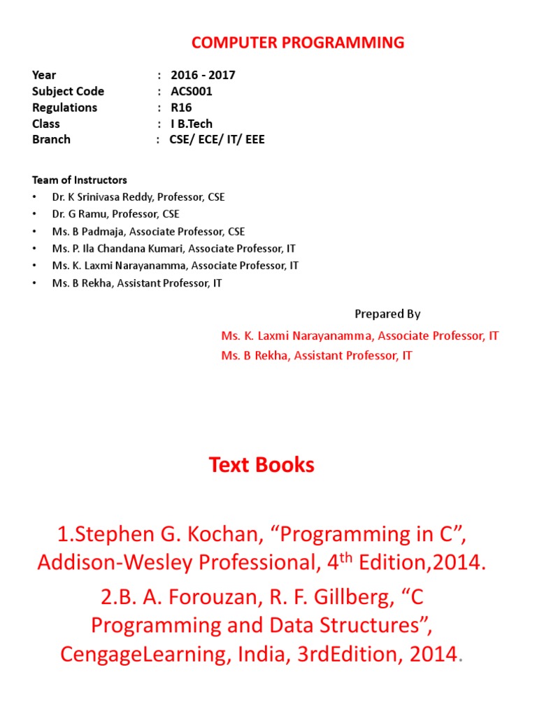 C PPTS All Unitss - 3 | PDF | Computer Data Storage | Programming