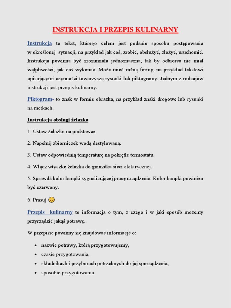 Instrukcja, Przepis | PDF