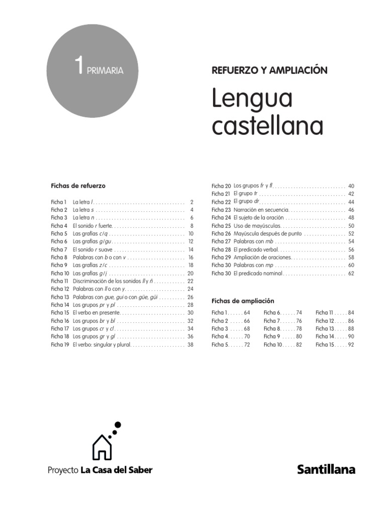 REFUERZO LENGUA 1º SANTILLANA | PDF