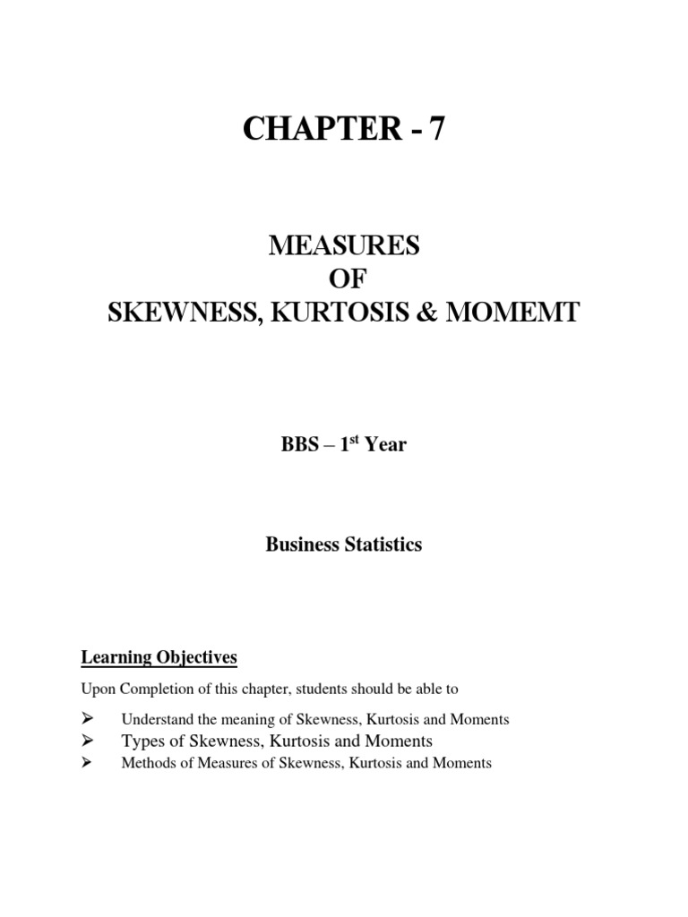 Measures Of Skewness Kurtosis And Moments Download Free Pdf