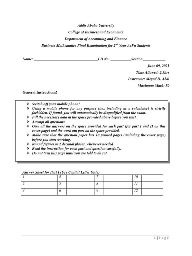 BM Final Exam | PDF | Interest | Compound Interest