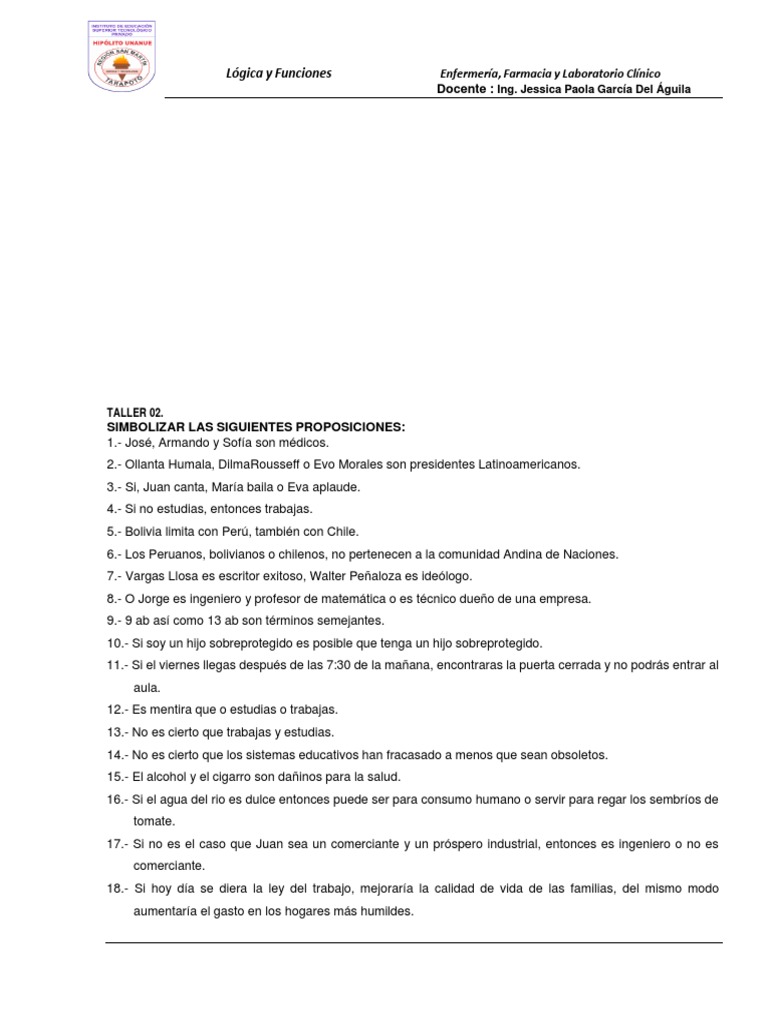 Separata Completa N°01 Lógica Proposional | PDF | Proposición ...