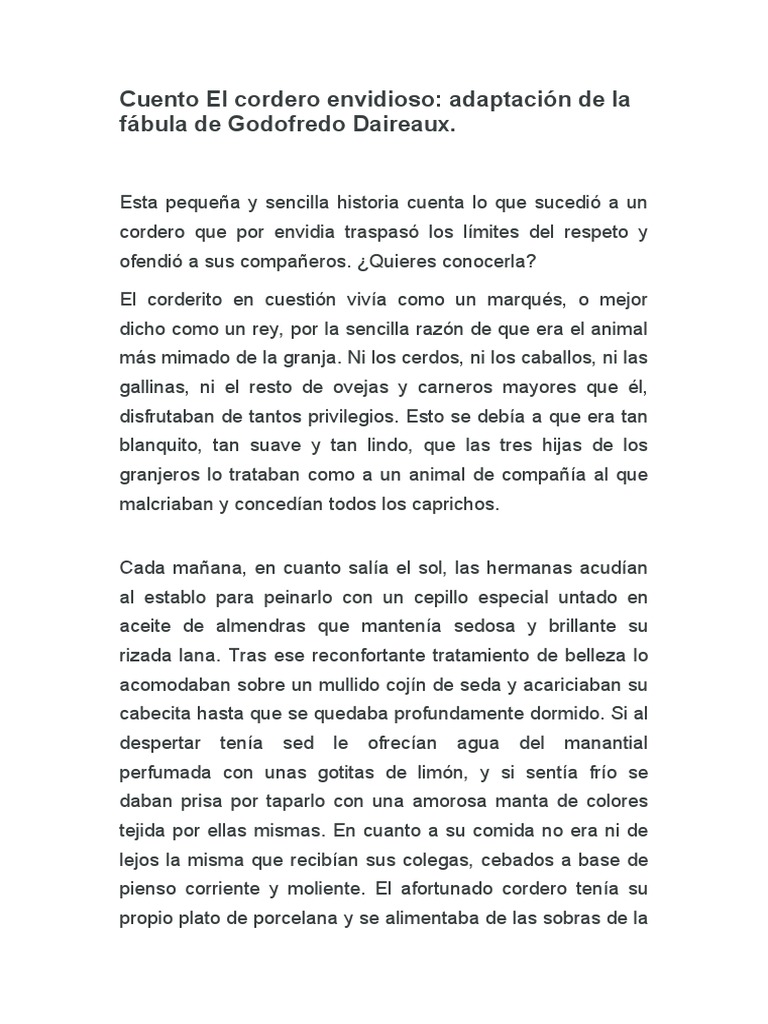 El Cordero Envidioso | PDF | Oveja