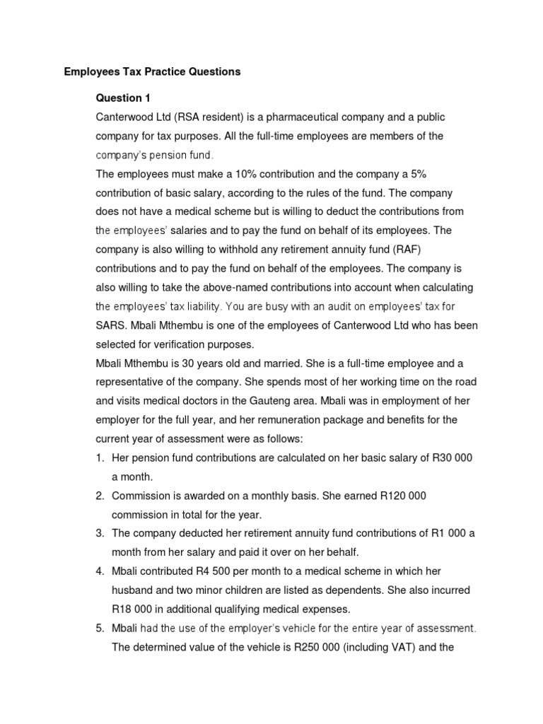CA3 - Employees Tax Practice Question Answer | PDF | Salary | Pension