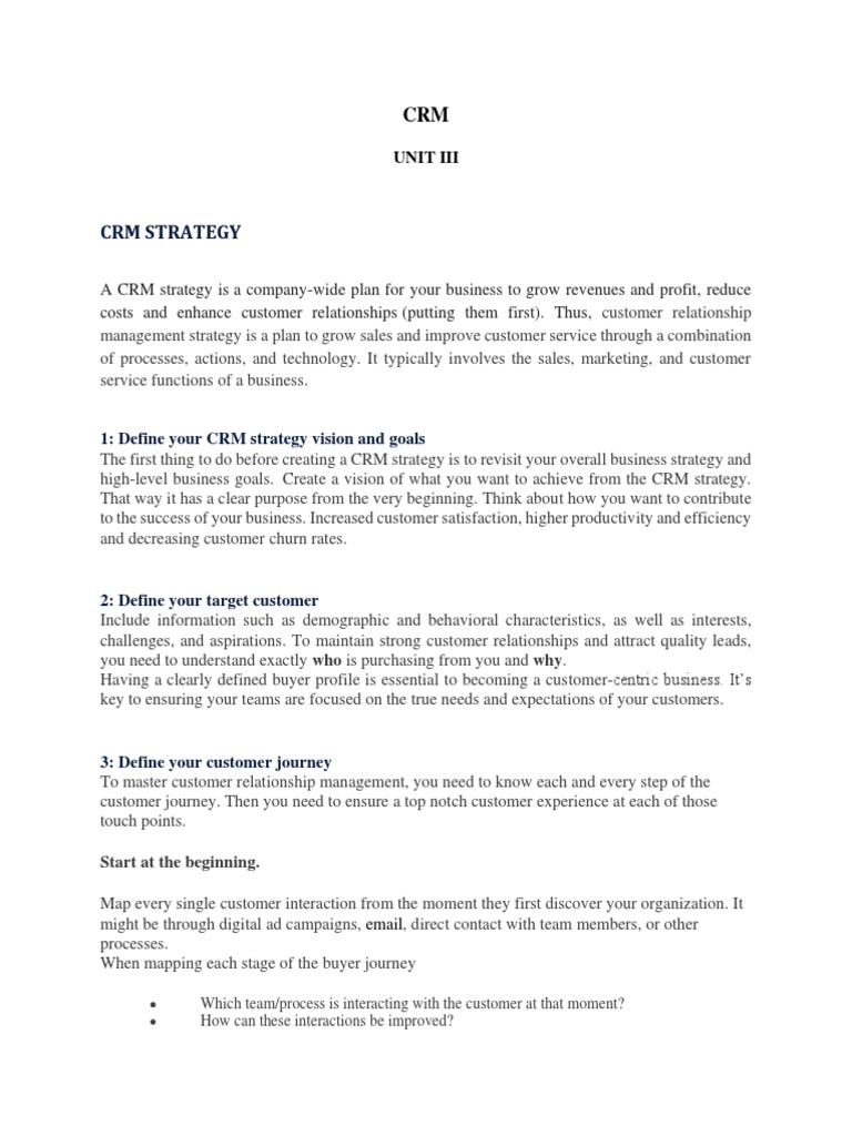 CRM Unit 3 Notes | PDF