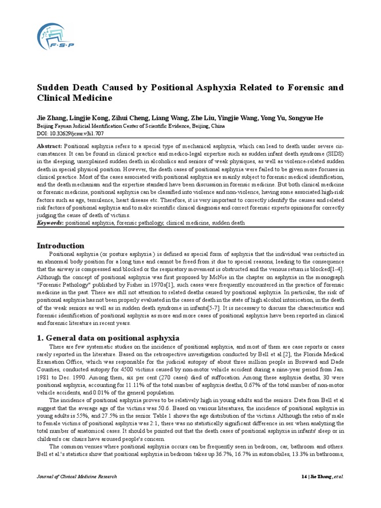 Sudden Death from Positional Asphyxia | PDF | Heart | Vein