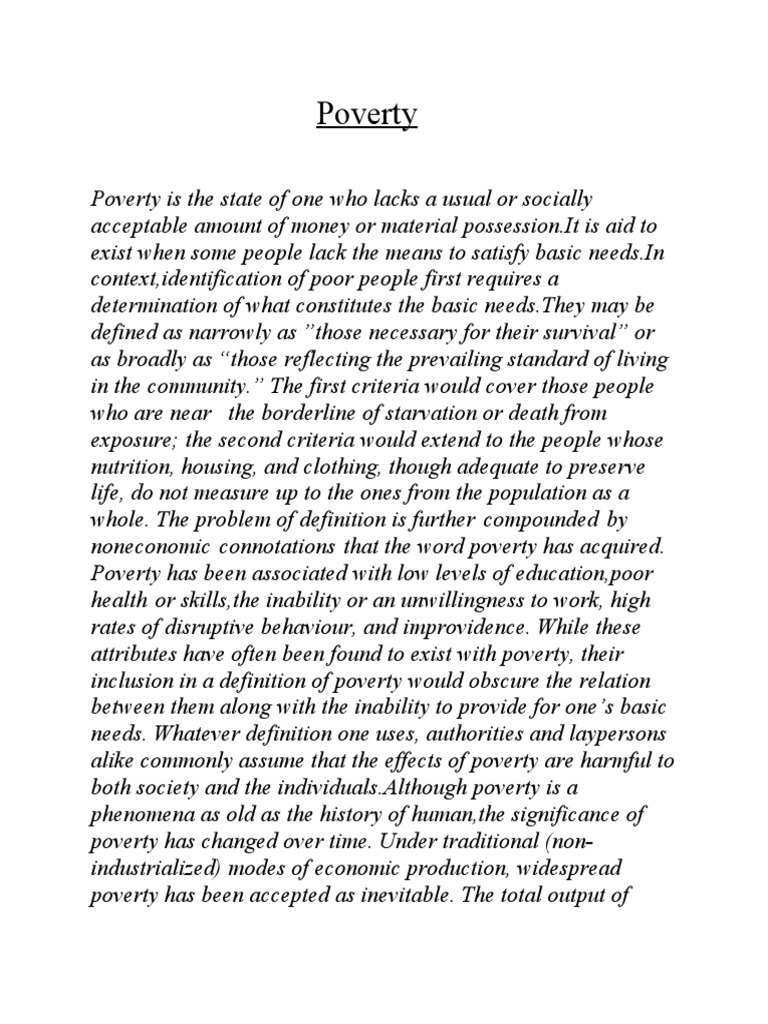 Article On Poverty | PDF | Poverty | Poverty & Homelessness Article On Poverty | PDF | Poverty | Poverty & Homelessness