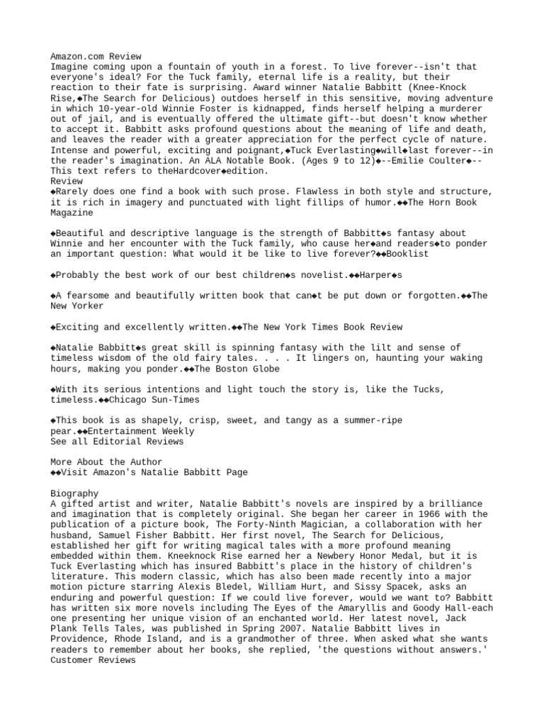 Natalie Babitt Tuck Everlasting | PDF