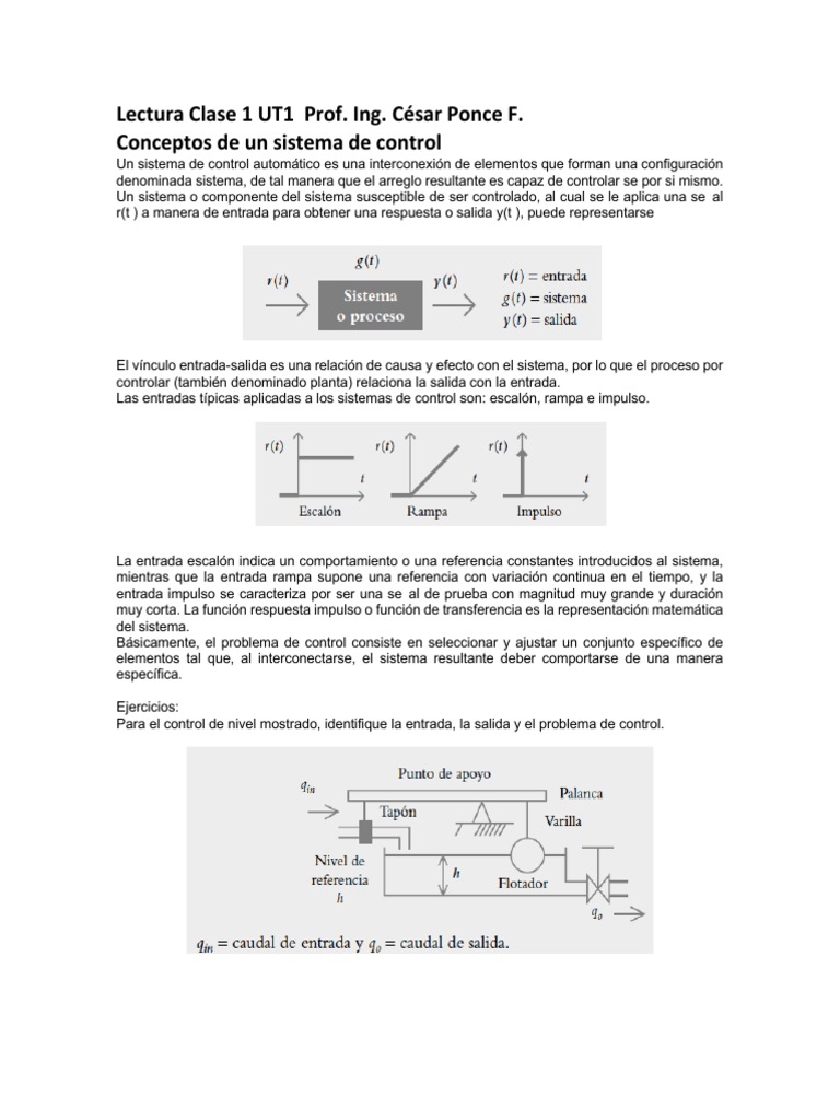 Lectura Clase 1 UT1 | PDF | Sistema de control | Amplificador