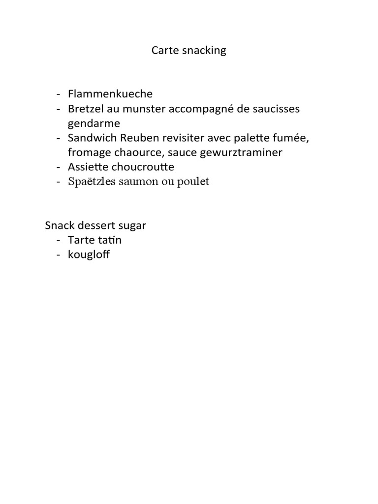 Carte Snacking | PDF