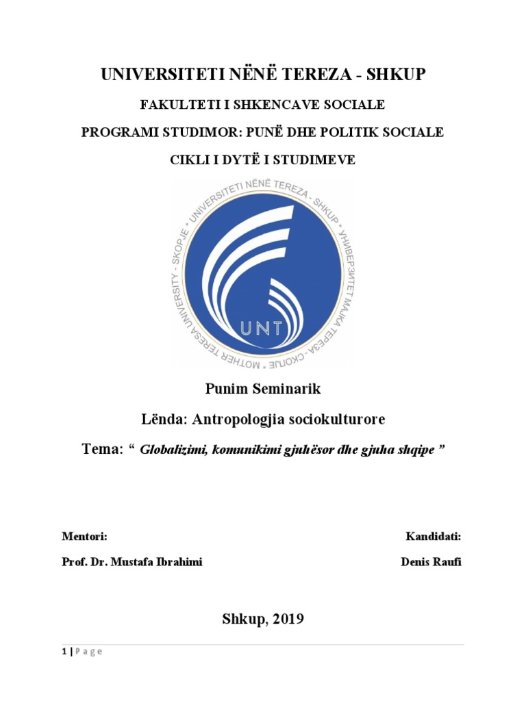 Globalizimi, Komunikimi Gjuhësor Dhe Gjuha Shqipe - Denis Raufi | PDF