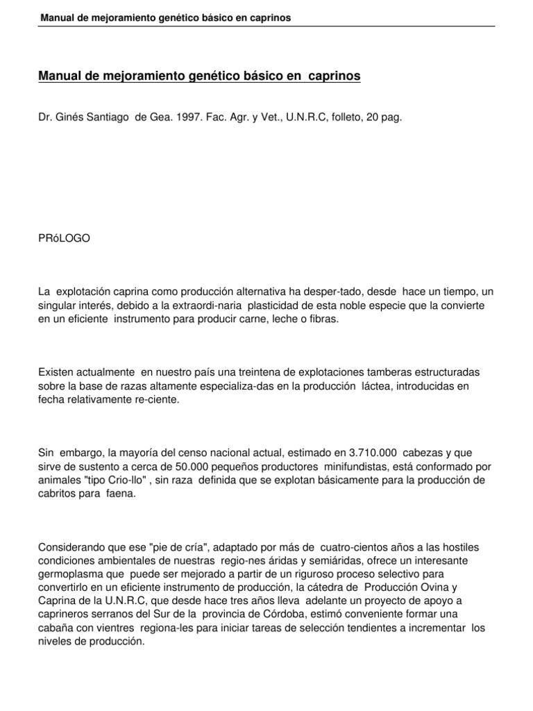 5358 Manual de Mejoramiento Genetico Basico en Caprinos | PDF ... 5358 Manual de Mejoramiento Genetico Basico en Caprinos | PDF ...