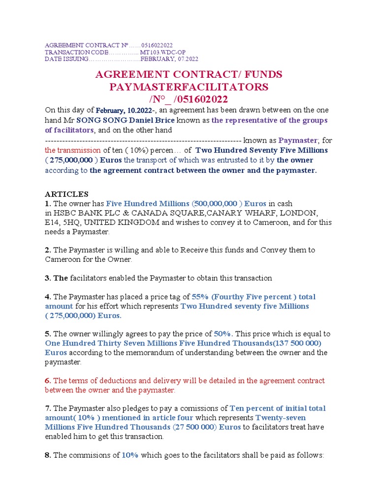Agreement Contract PM&F | PDF | Private Law | Financial Services