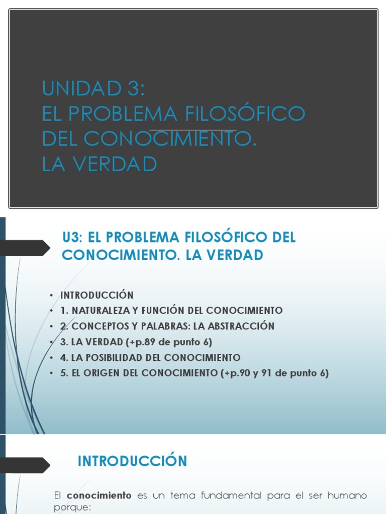 U3 - El Problema Filosófico Del Conocimiento. La Verdad | Descargar gratis PDF | Conocimiento ...