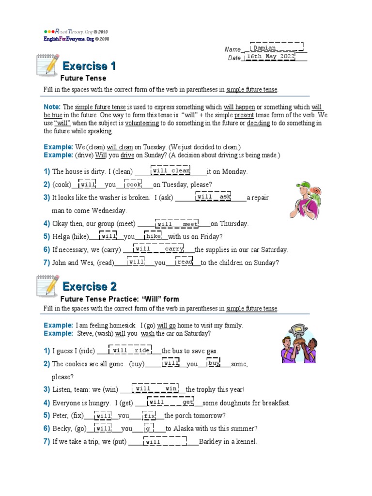 Future Simple - Exercises | PDF