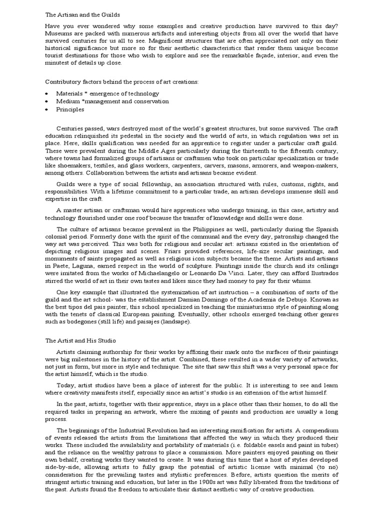 The Role of Artisans in Guilds | PDF | Art