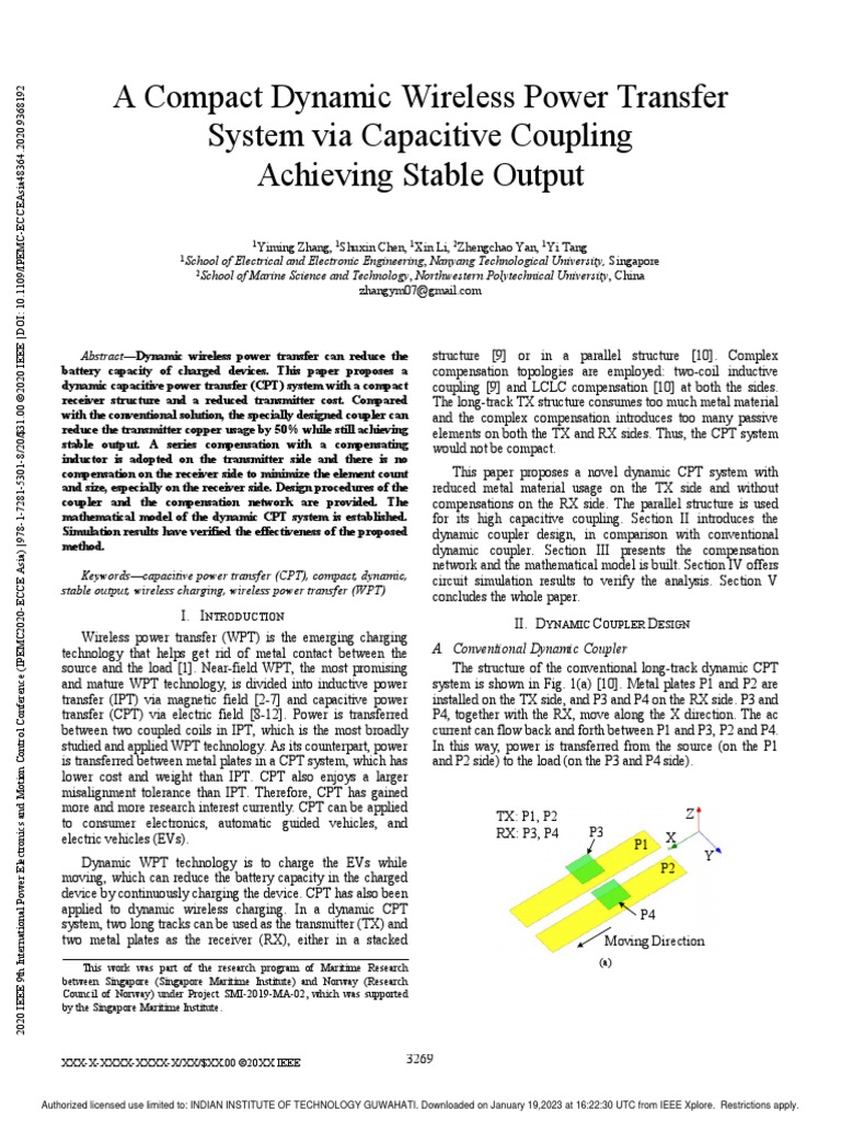 A Compact Dynamic Wireless Power Transfer System Via Capacitive ...