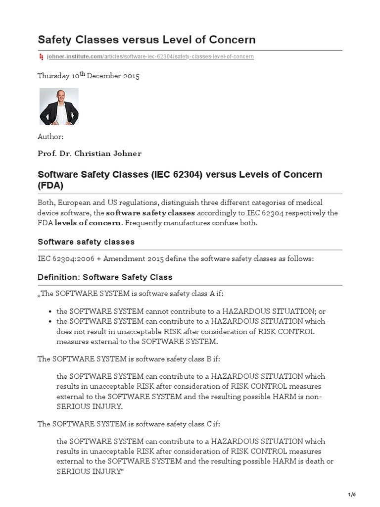 Safety Classes Versus Level of Concern | PDF