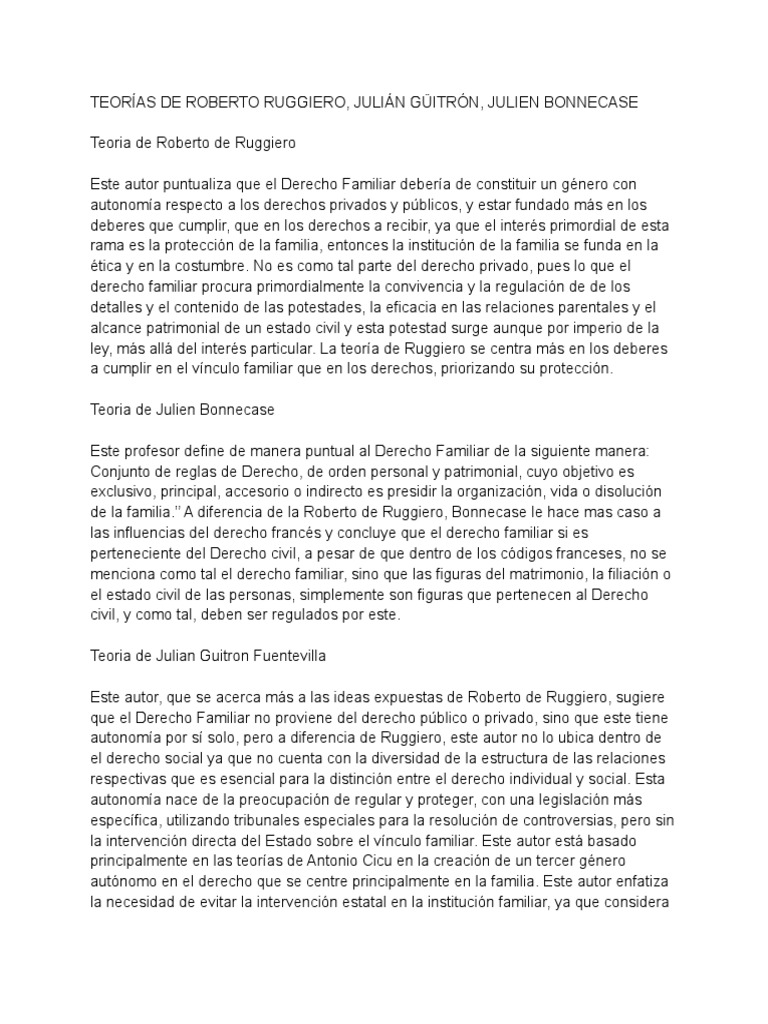 Teorías de Roberto Ruggiero, Julián Güitrón, Julien Bonnecase | PDF ...