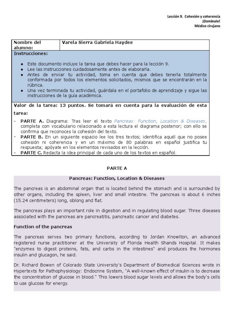 Pancreas: Function, Location & Diseases,: Lección 9. Cohesión y ...