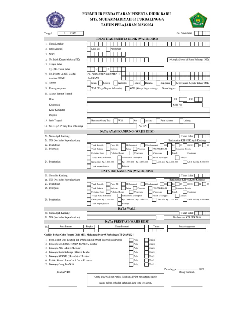 Formulir PPDB SMP 2023/2024 | PDF