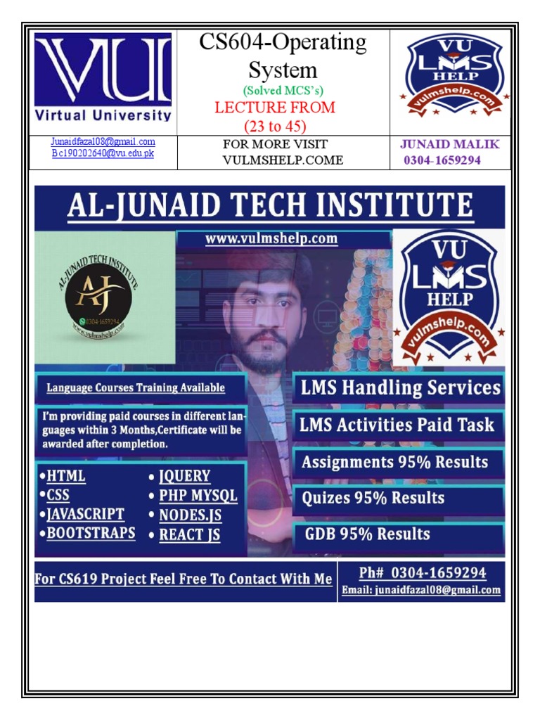 Cs604 Operating System Solved Mcs S Lecture Questions Pdf