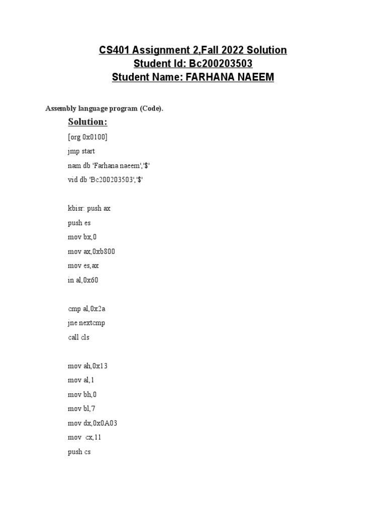 Bc20020203503, CS502 Assignment Solution | PDF