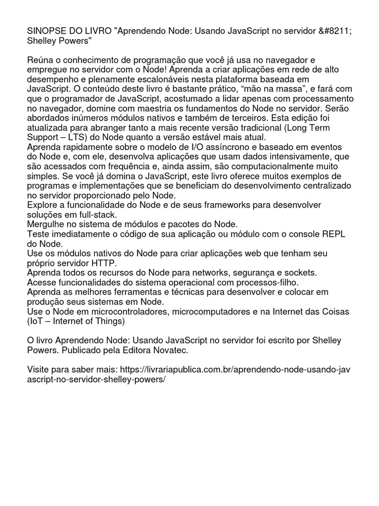 Aprendendo Node Shelley Powers | PDF | Computadores | Tecnologia e Engenharia