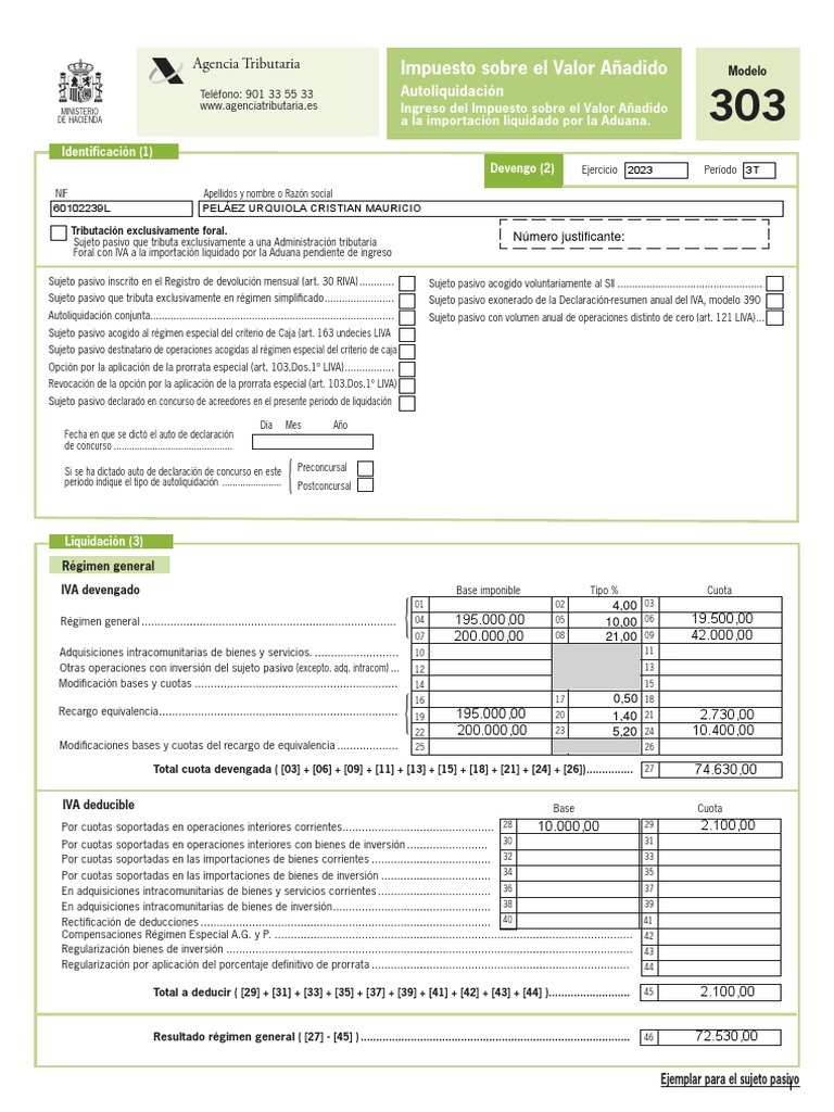 Modelo 303 3T EJER IVA | Descargar gratis PDF | Impuestos | Servicios ...