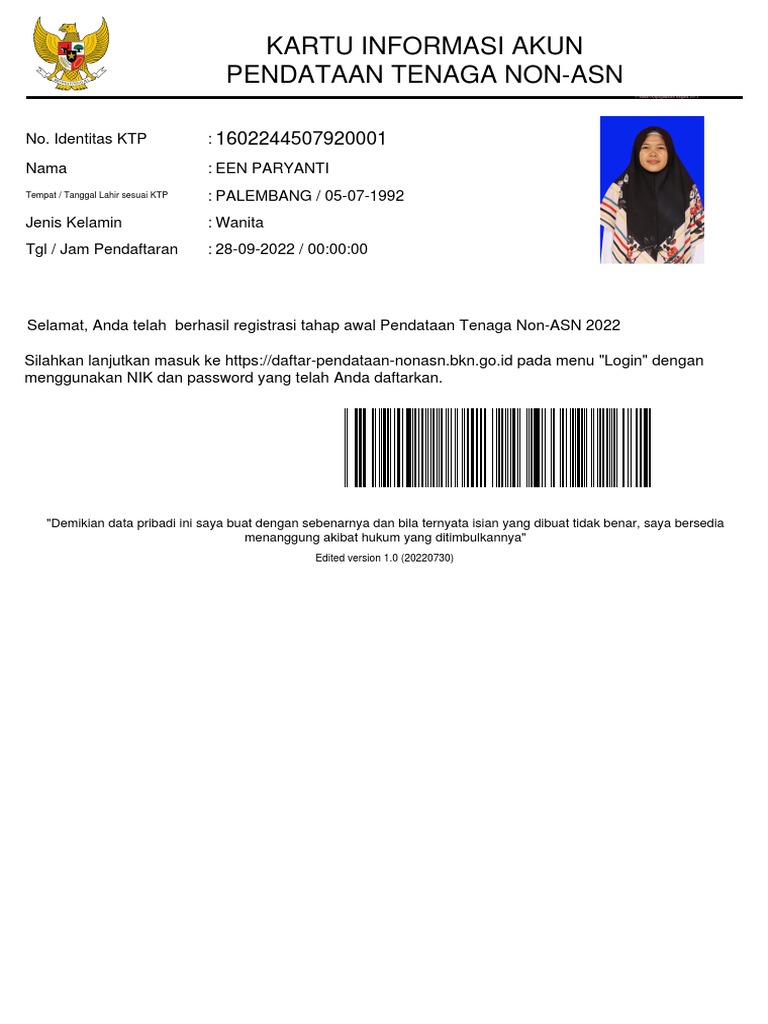 BKN Non ASN Een Paryanti | PDF