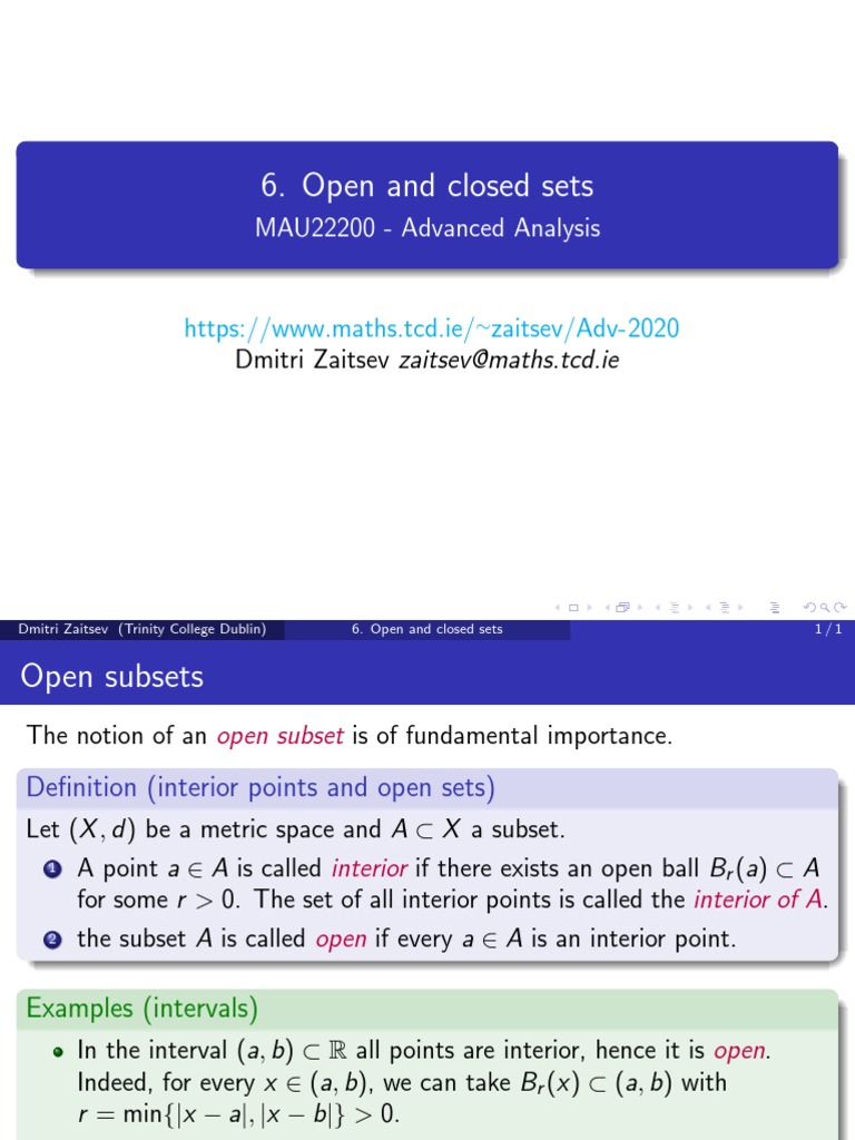 6 Open Closed | PDF | General Topology | Mathematical Objects