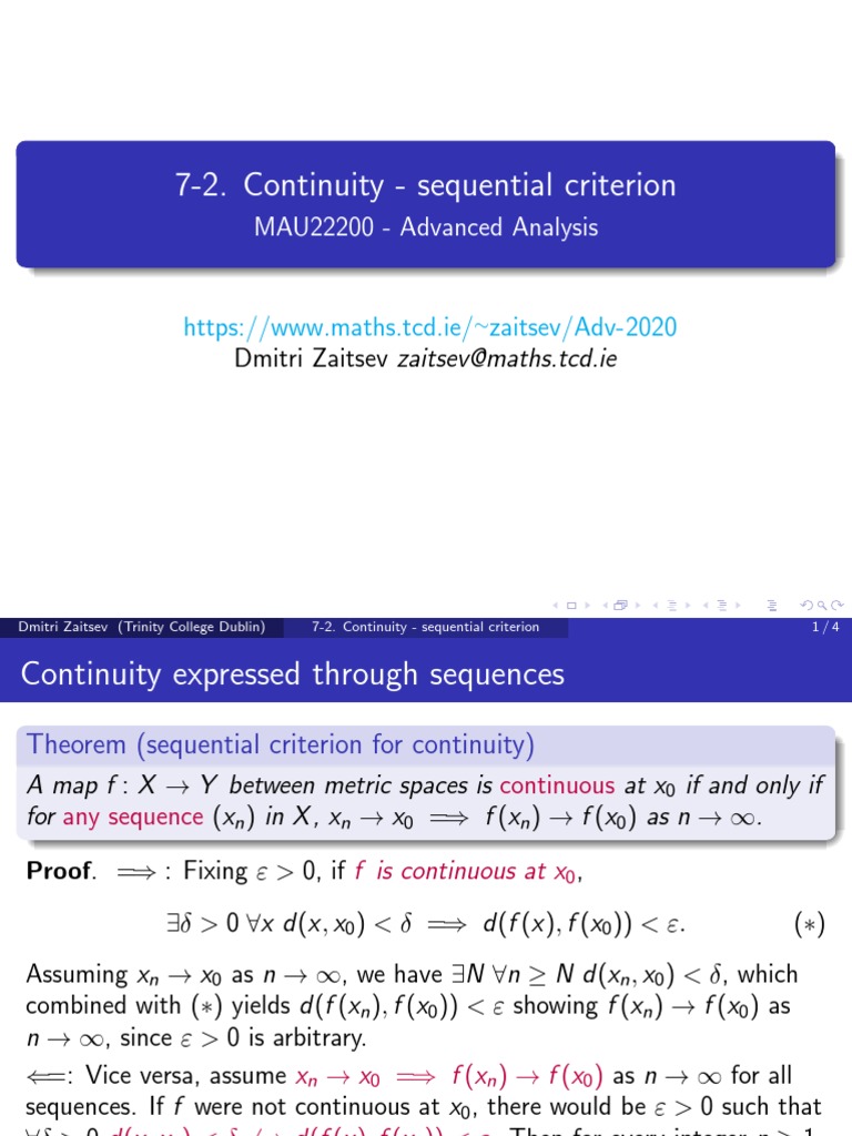 7 2 Continuity Sequences Pdf Continuous Function Sequence