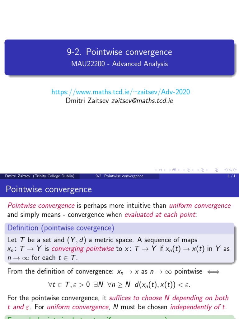 9 2 Pointwise Convergence | PDF | Limit (Mathematics) | Continuous Function