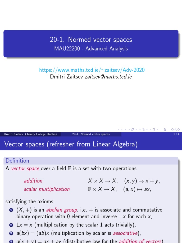 20 1 Normed Vector Spaces | PDF | Vector Space | Scalar (Mathematics)